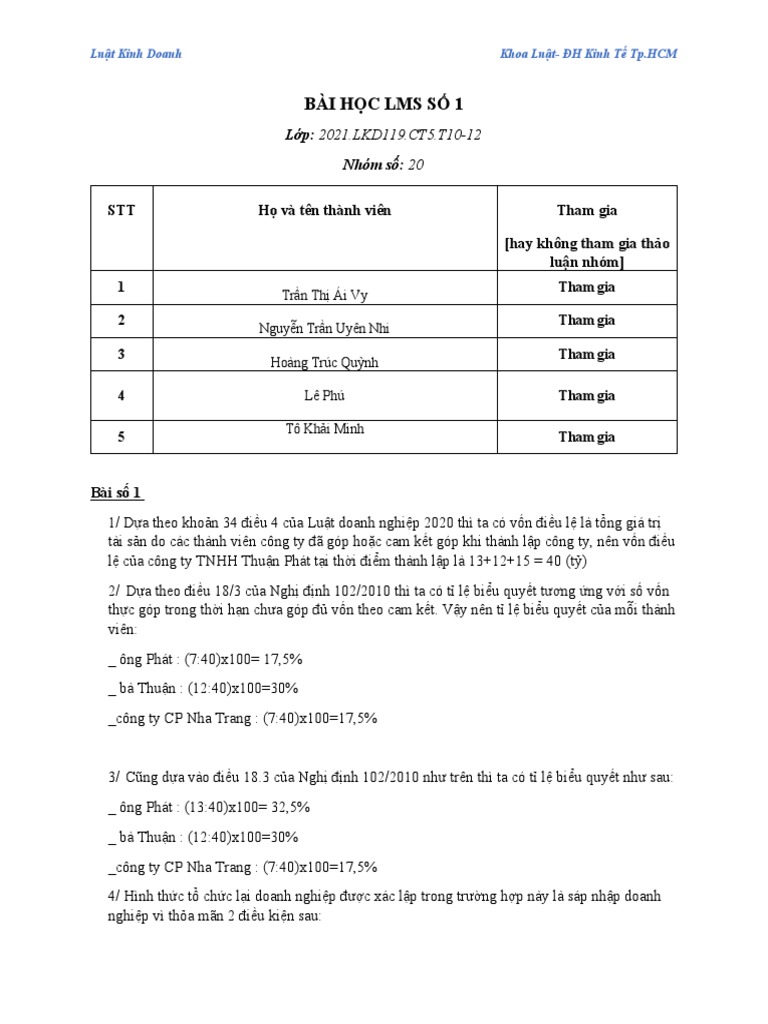 Bài học LMS số 01. Nhóm số 20. 21112021 | PDF