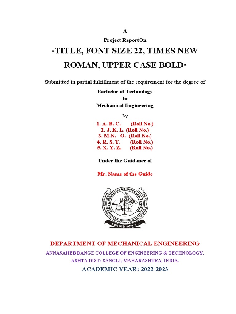 Title, Font Size 22, Times New Roman, Upper Case Bold | PDF