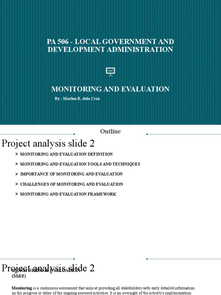 PA 506 Monitoring and Evaluation | PDF | Monitoring And Evaluation | Evaluation