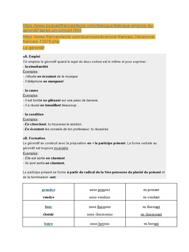 Maîtriser le Gérondif en Français | PDF | Verbe | Sujet (Grammaire)