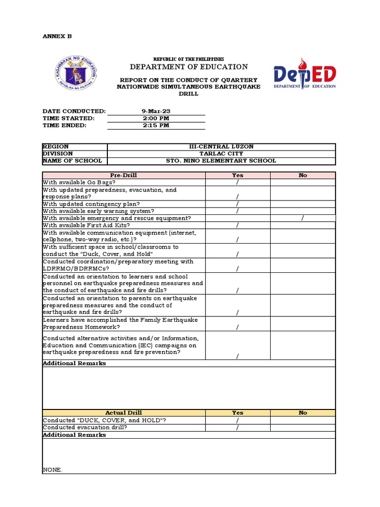 1ST Q-Annex-B.-NSED-Monitoring-Reporting-Template | PDF | Civil Defense ...