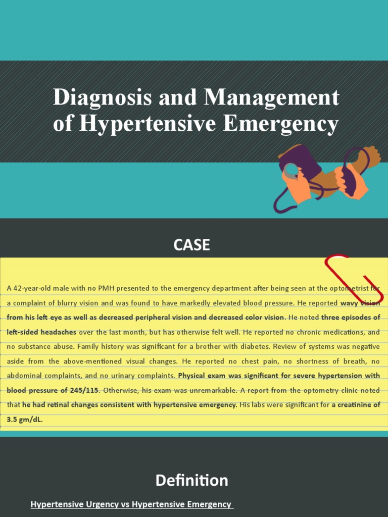 Management of Hypertensive Emergency | PDF | Hypertension | Blood Pressure