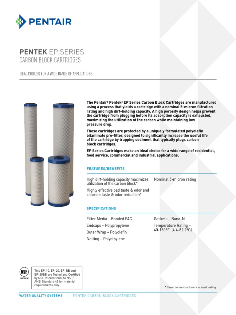 Pentek Ep Series Spec Sheet | PDF | Gallon | Water