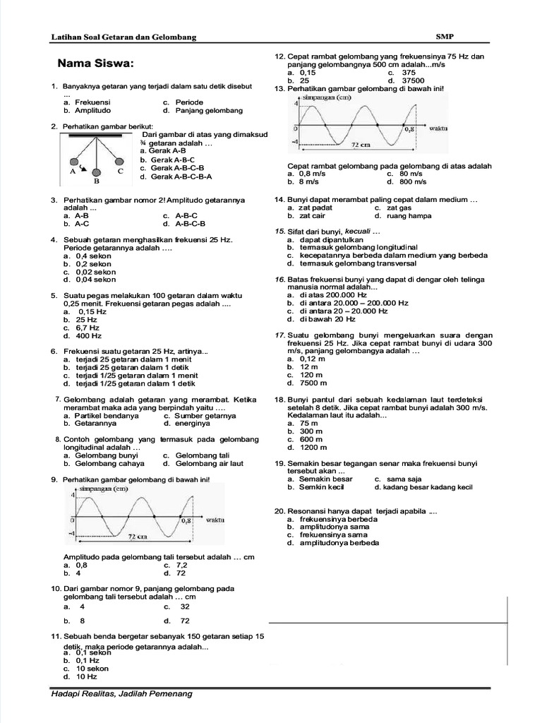 Latihan Soal Getaran dan Gelombang SMP | PDF