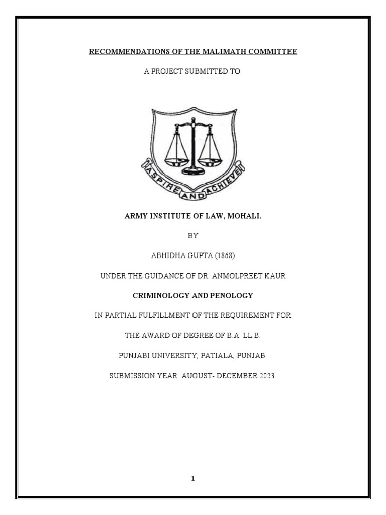 Recommendations of The Malimath Committee | Download Free PDF ...