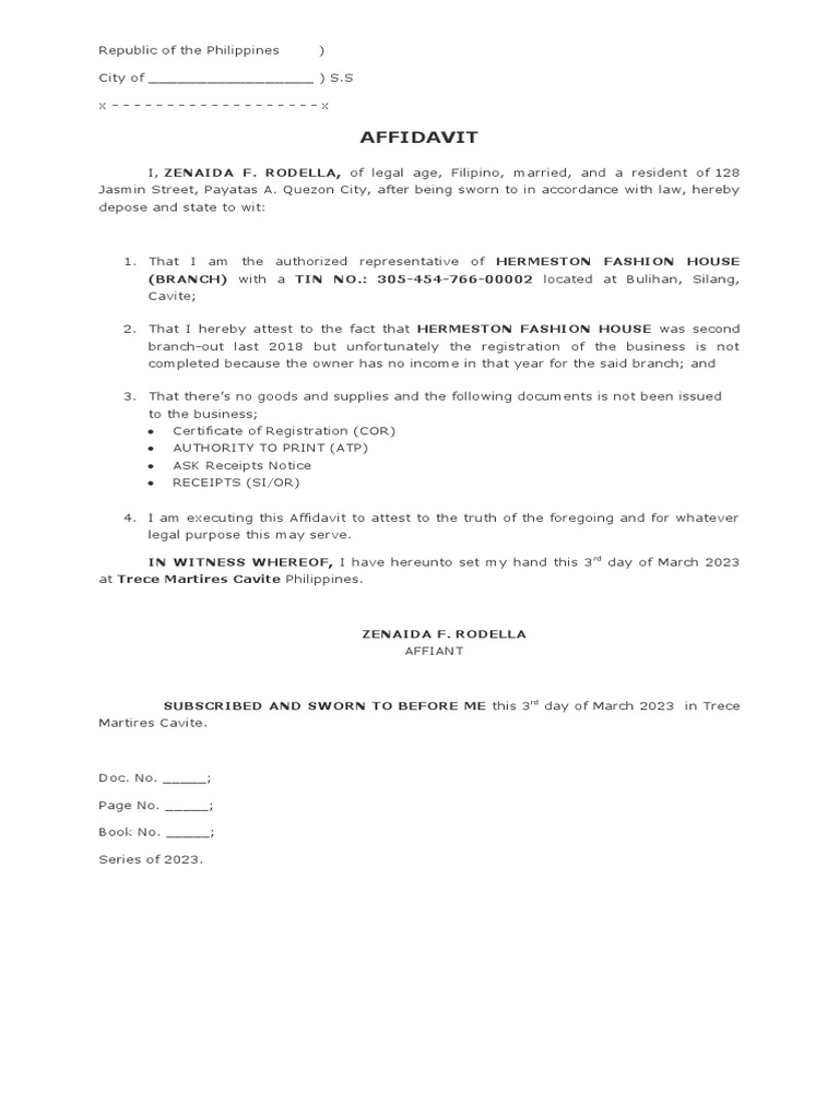 Affidavit - Bir | PDF