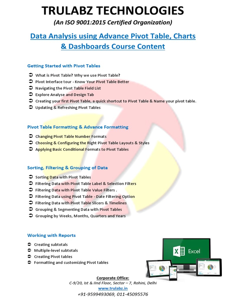 1.1 Data Analysis Using Advance Pivot Table and Charts | PDF ...