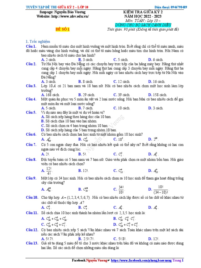 (NBV) -10 ĐỀ GK2 - CÁNH DIỀU | PDF