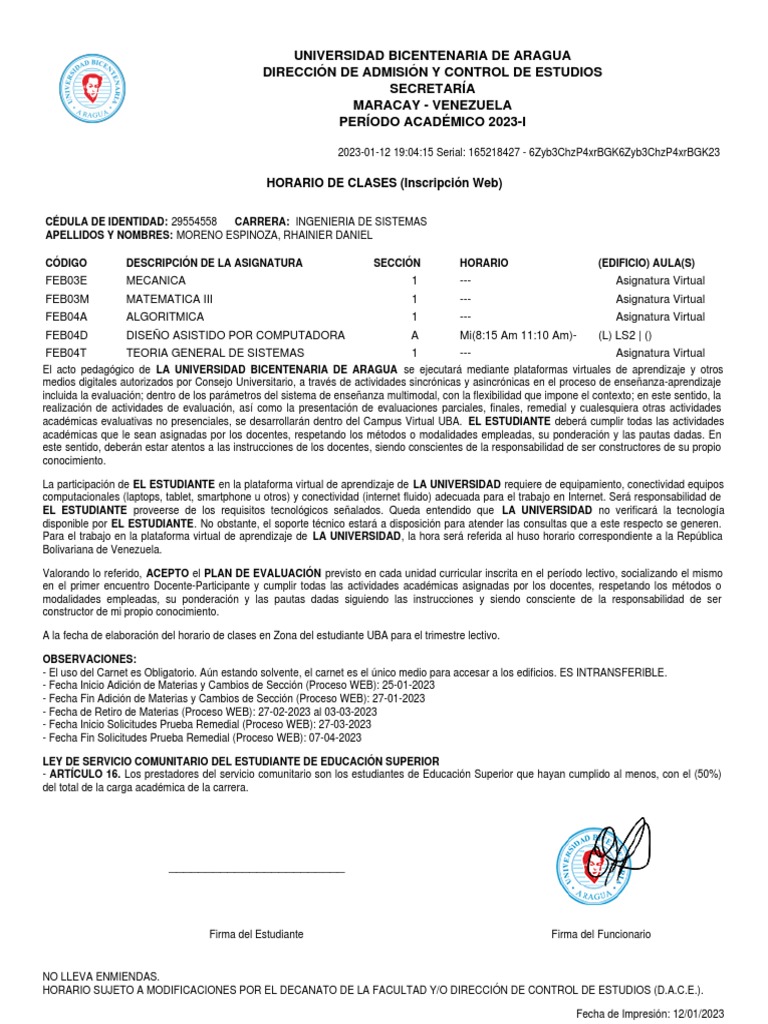 Horario T4 Uba 2023 Ing | PDF | Enseñando | Aprendizaje