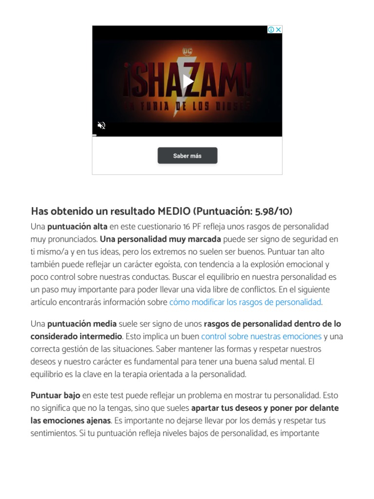 Resultados del Test de Personalidad 16 PF | PDF | Las emociones | Empatía