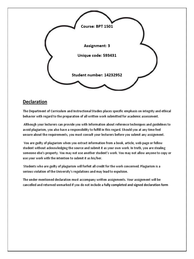 BPT 1501 Ass 3 | PDF | Learning | Plagiarism