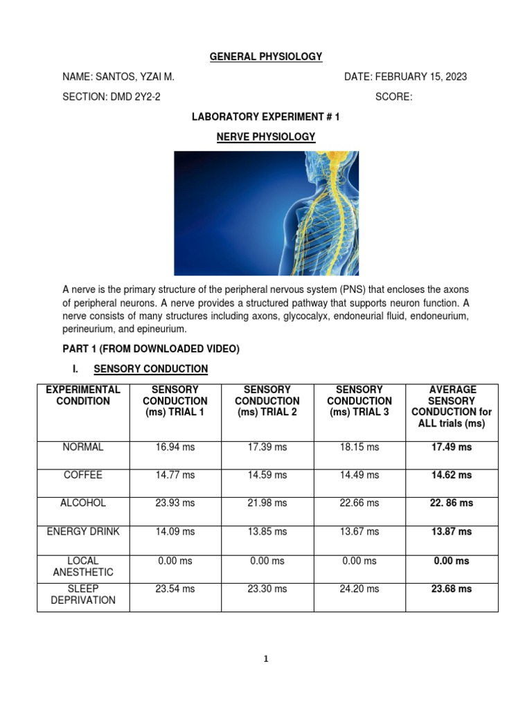 Nerve Physiology Expt 1. Santos Yzai | PDF | Nerve | Physiology