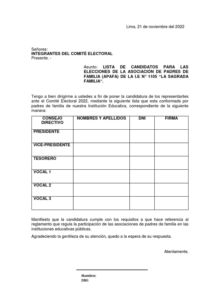 Modelo de Solicitud de Apafa | PDF | Ciencias sociales | Derecho