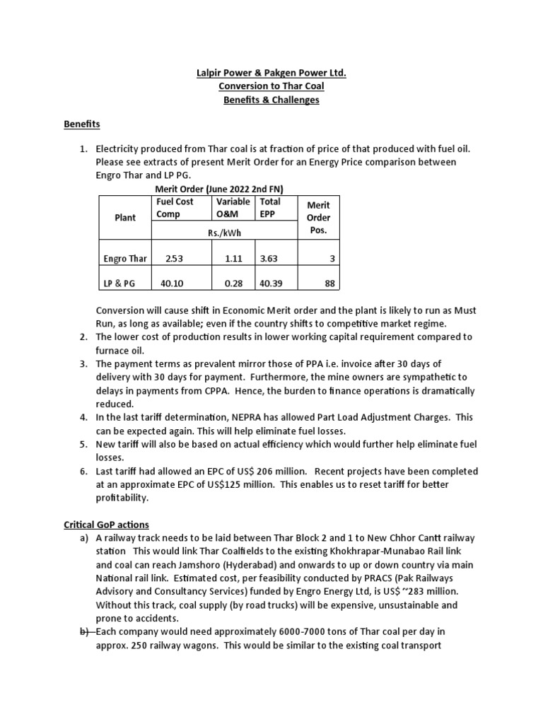 Thar Coal Conversion: Benefits & Challenges | PDF | Lignite | Coal