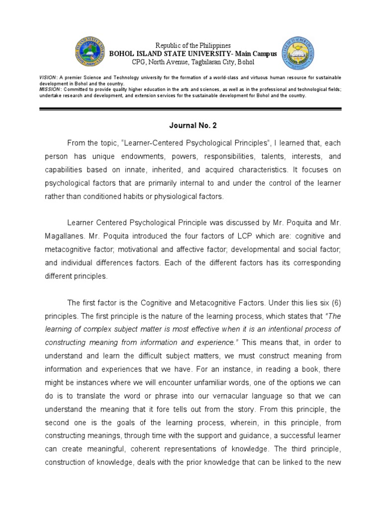 Bohol Island State University-Main Campus: Journal No. 2 | PDF | Id ...