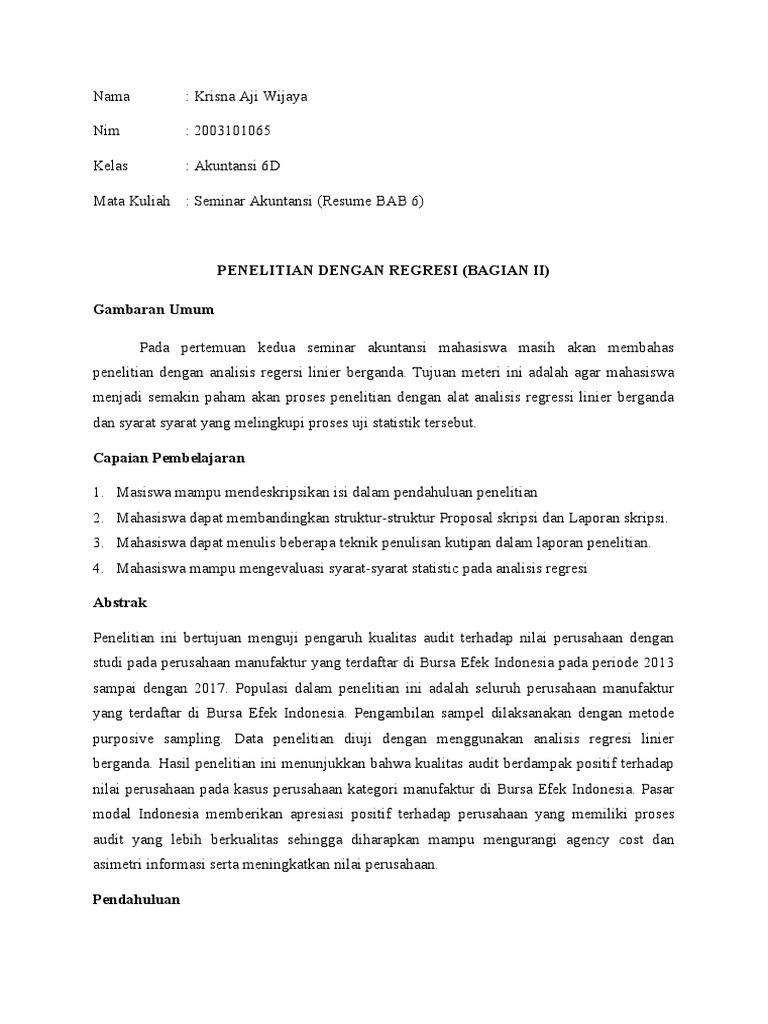 Krisna Aji Wijaya_2003101065_Resume BAB 6 | PDF