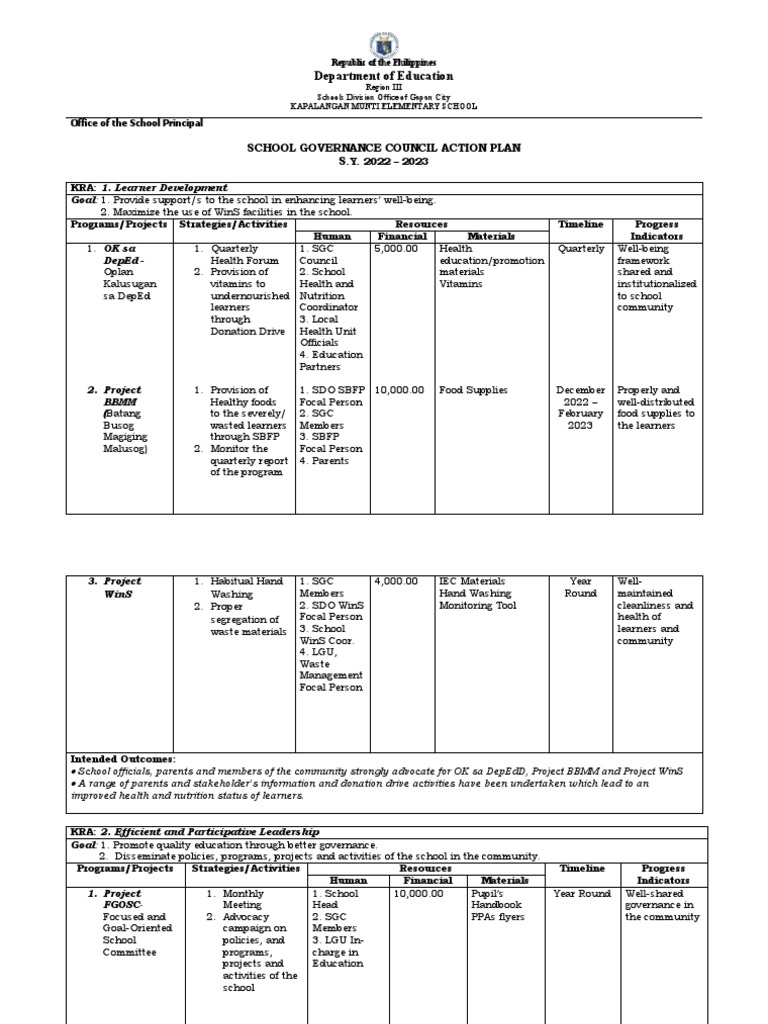 SGC Kmes Action Plan | PDF
