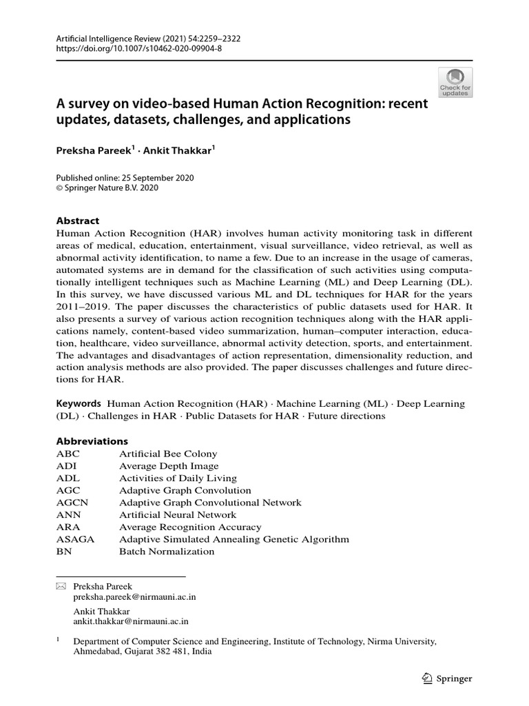 A Survey On Video Based Human Action Recognition: Recent Updates ...