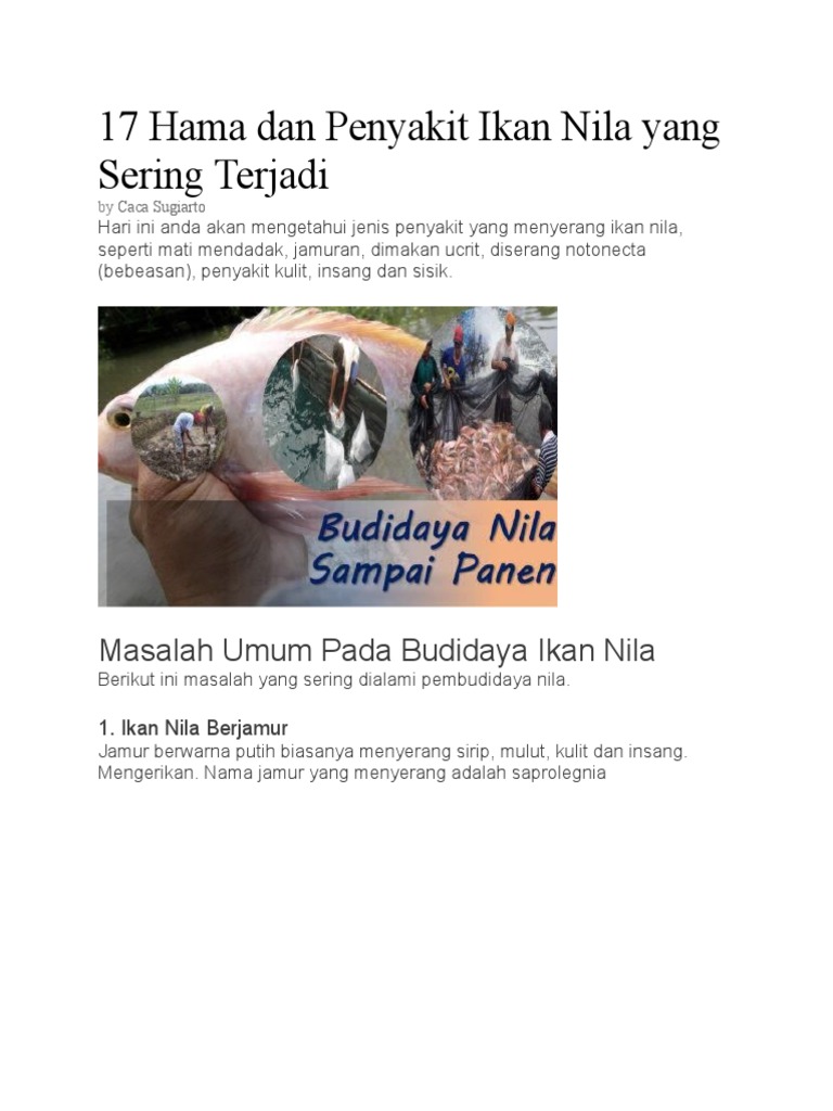Hama dan Penyakit Ikan Nila Teratas | PDF