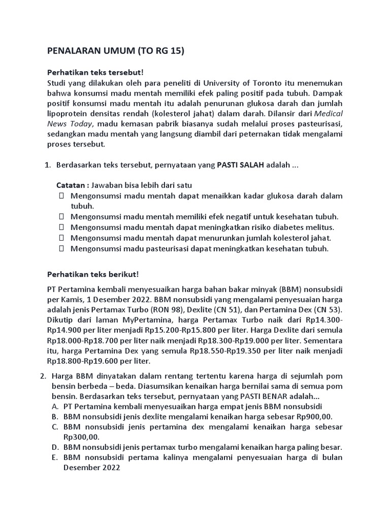 Penalaran Umum RG15 | PDF