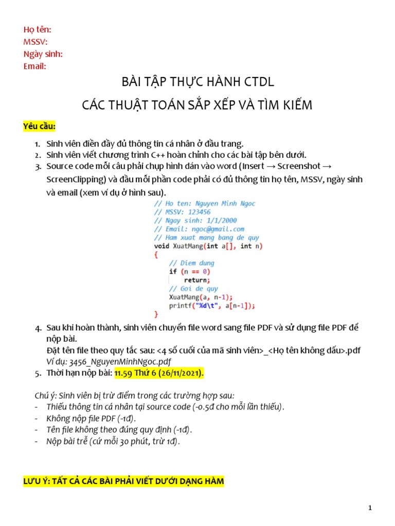 BÀI TẬP THỰC HÀNH TIM KIEM VA SAP XEP N1 | PDF