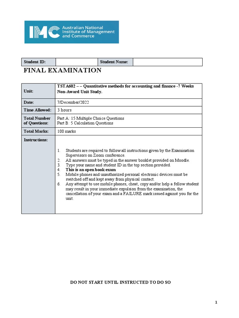 TSTA602 NA Exam Answer Booklet 2022 Term 5 | PDF | Type I And Type Ii ...