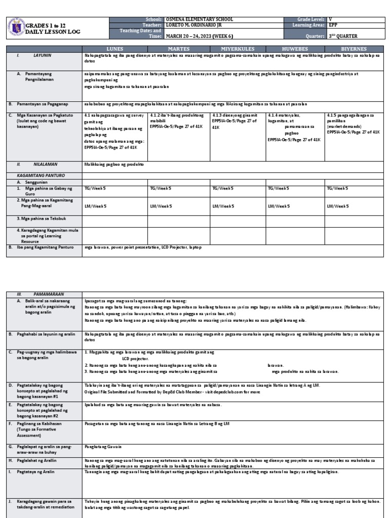 DLL_EPP 5_Q3_W6 | PDF