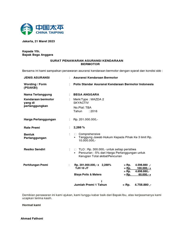 Penawaran Comprehensive 2023 Mazda 2 Skyactiv Bega Anggara (Tsi 201 ...