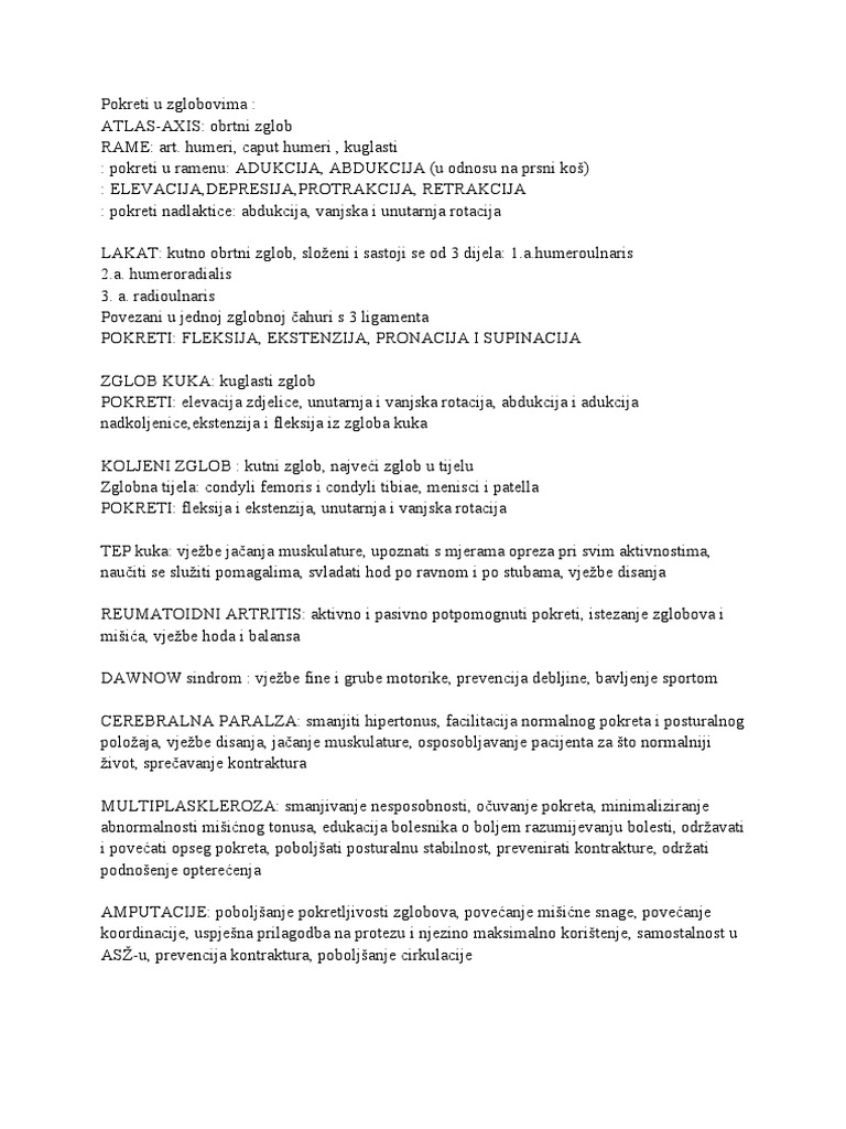 Pokreti U Zglobovima | PDF