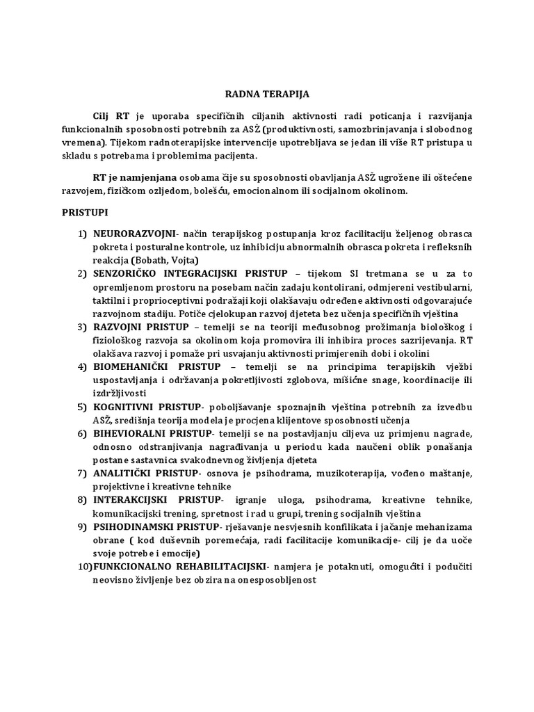 Radna Terapija | PDF