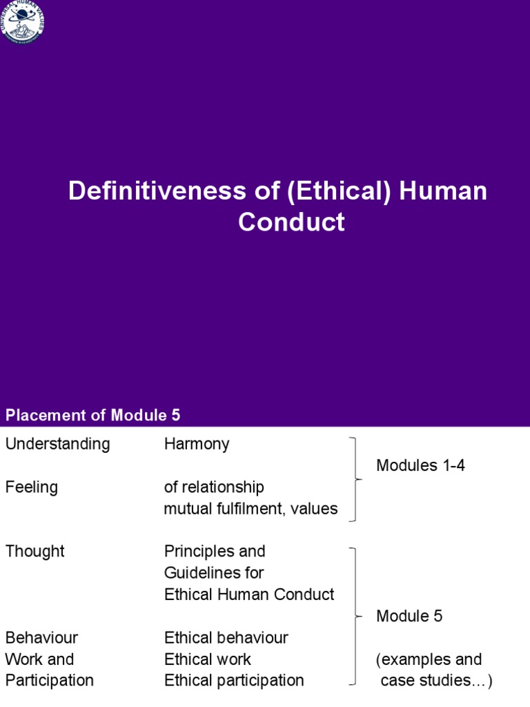 Definitiveness of (Ethical) Human Conduct | PDF | Happiness | Behavior