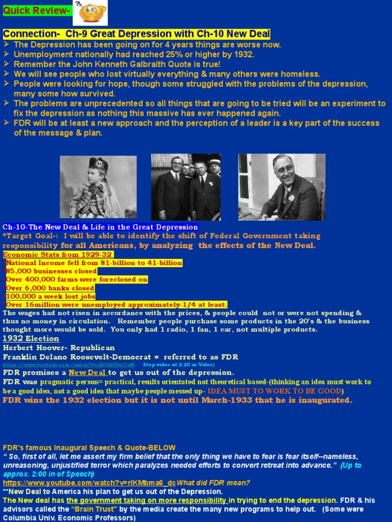 A Summary of the Great Depression and Franklin D. Roosevelt's New Deal ...