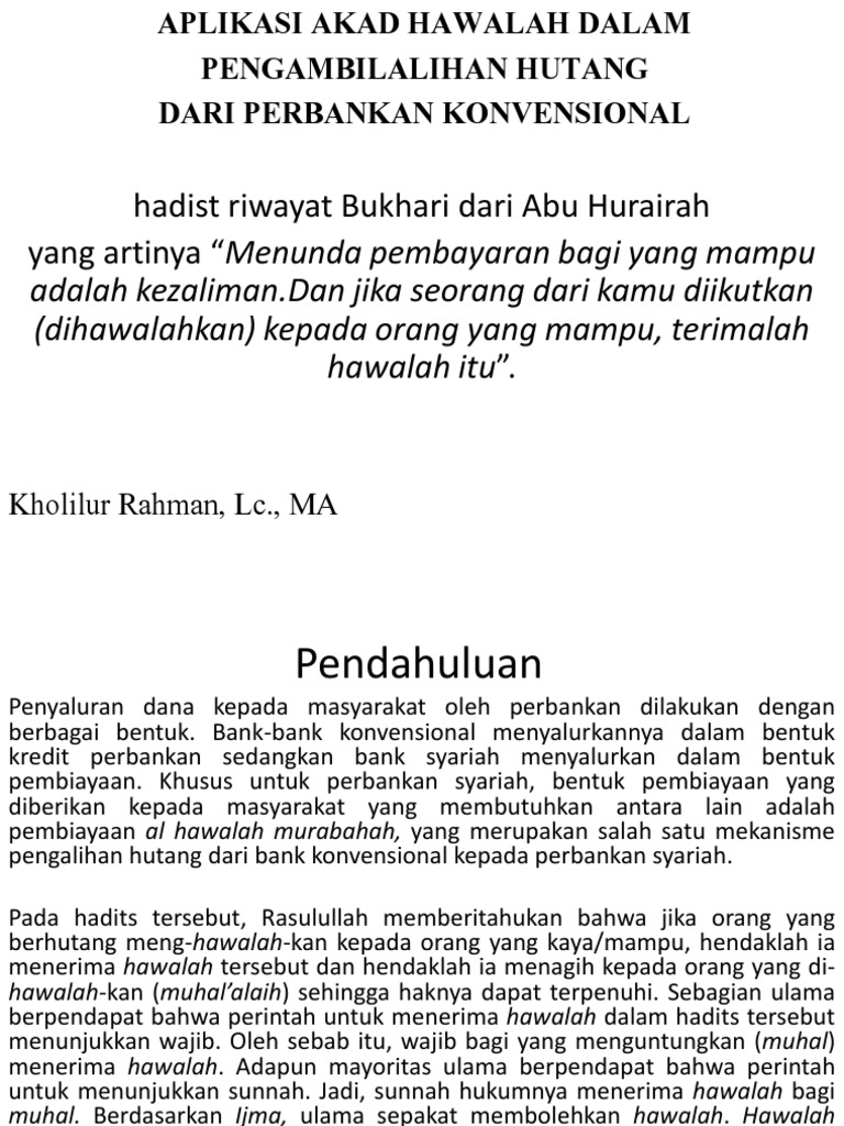 Amk - Aplikasi Hawalah Dalam Pengambilan Hutang | PDF