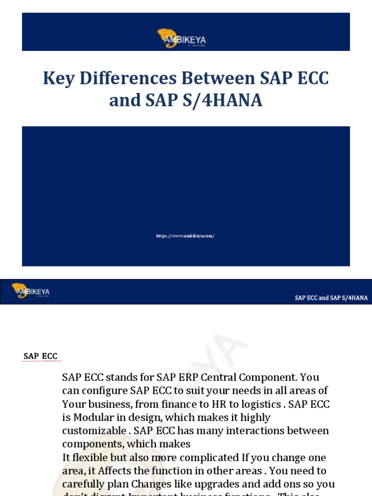 Key Differences Between SAP ECC and SAP S/4HANA | PDF | Databases | Database Index