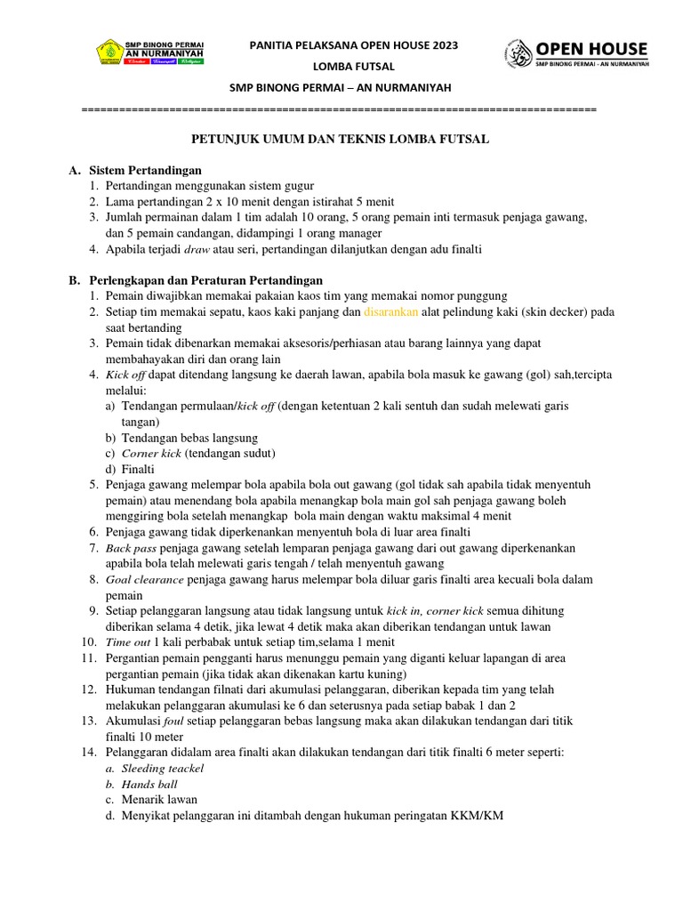 Juknis Lomba Futsal | PDF