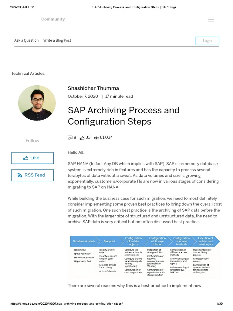 Sap Archiving Process And Configuration Steps Sap Blogs Pdf Databases Computer File