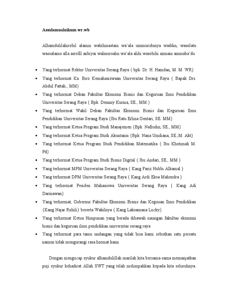 Teks Opening Dialog Dekanat | PDF