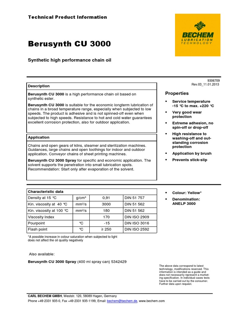 Berusynth CU 3000 | PDF | Physical Sciences | Chemistry