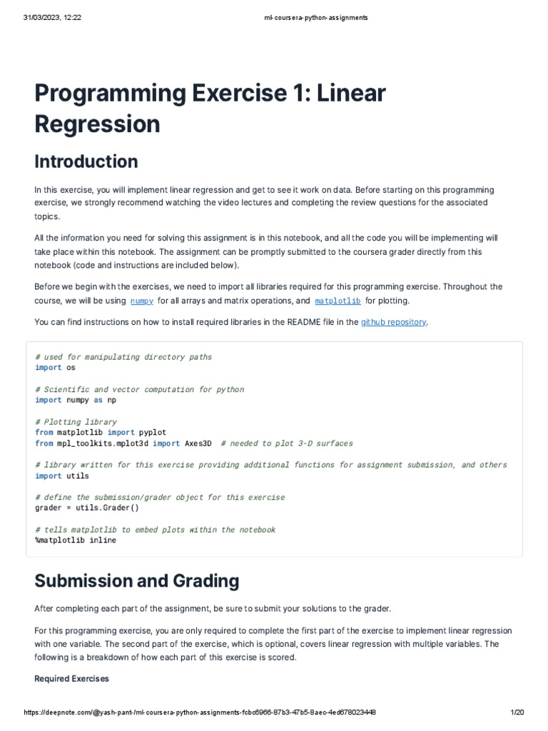 Linear Regression Python Assignment | PDF | Matrix (Mathematics) | Regression Analysis