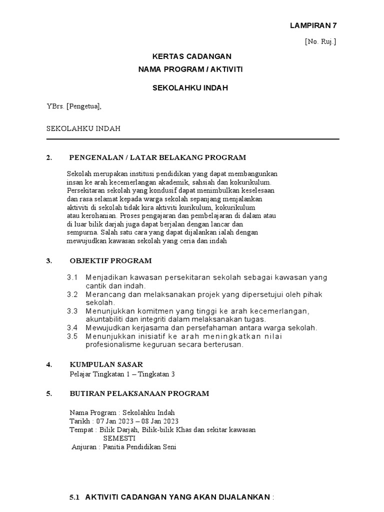 Kertas Cadangan Nama Program | PDF