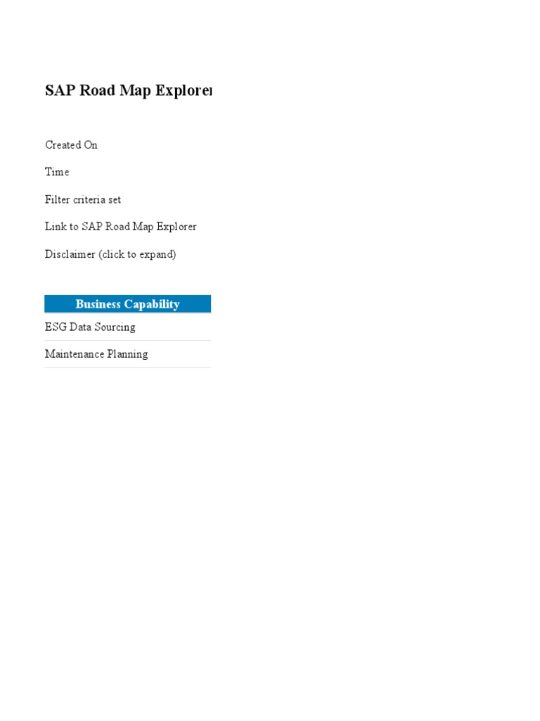 SAP Road Map Explorer Download Document | PDF