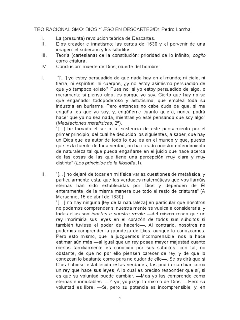 Pedro Lomba. Seminairo EMAP, ICS. | PDF | René Descartes | Teorías ...