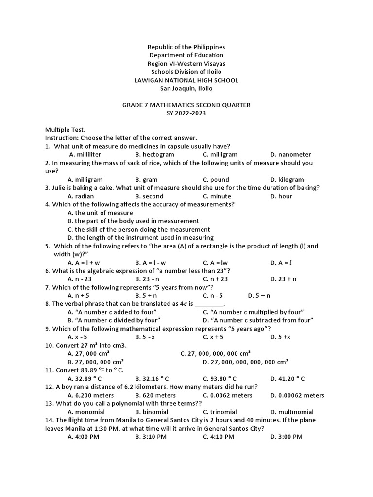 Grade 7 Math | PDF | Abstract Algebra | Numerical Analysis