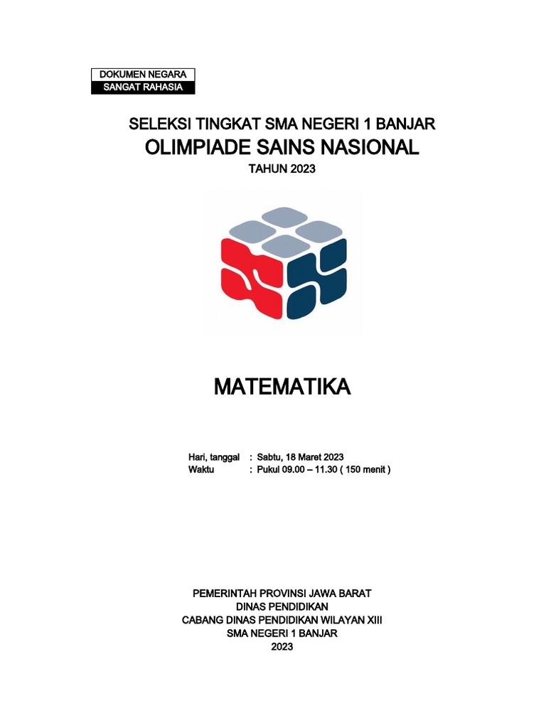 Cover Soal Osn 2023 | PDF