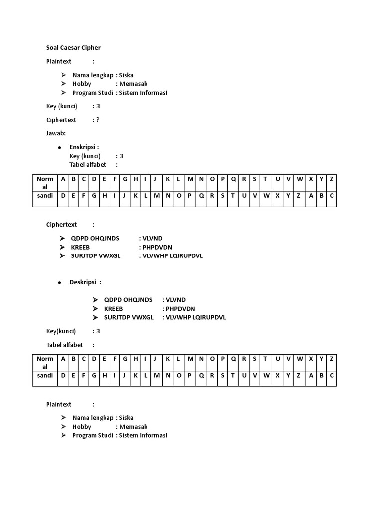 Soal Caesar Cipher | PDF | Komputer
