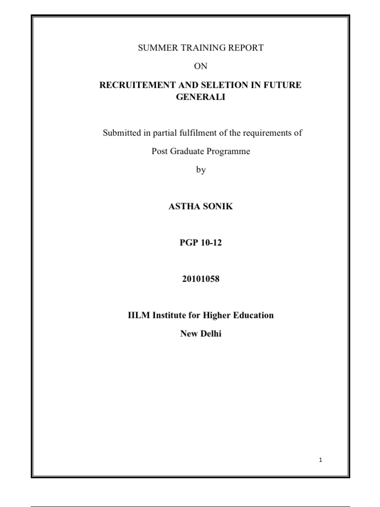 Summer Internship Report | PDF | Recruitment | Retail