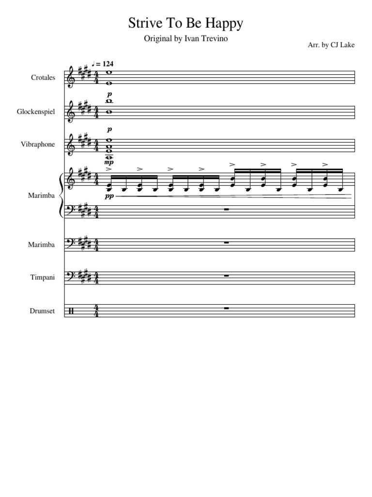 Strive To Be Happy: Original by Ivan Trevino | PDF | Percussion ...