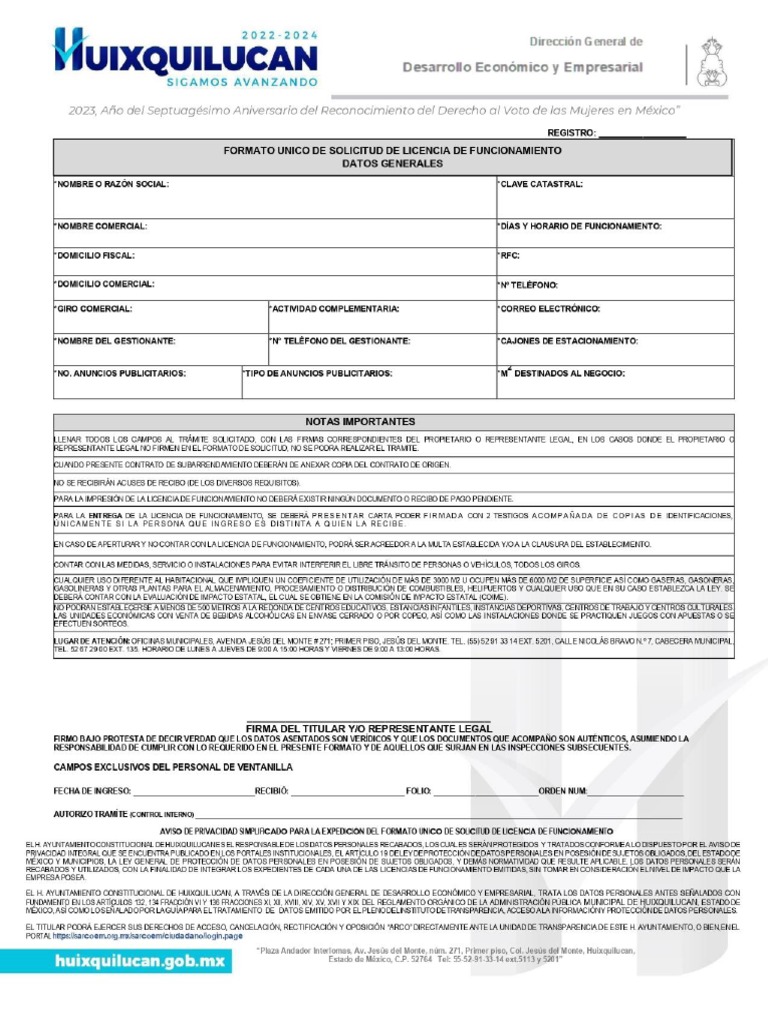 Formato 2023 Licencias | PDF
