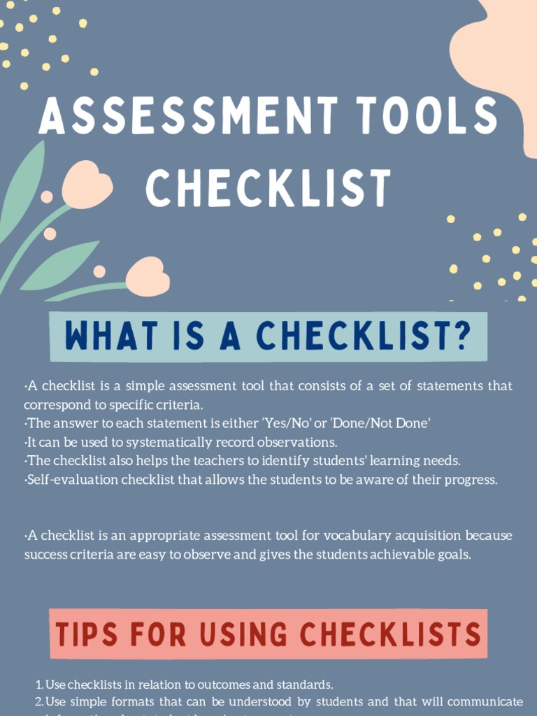 CHECKLIST - Types of Assessment | PDF