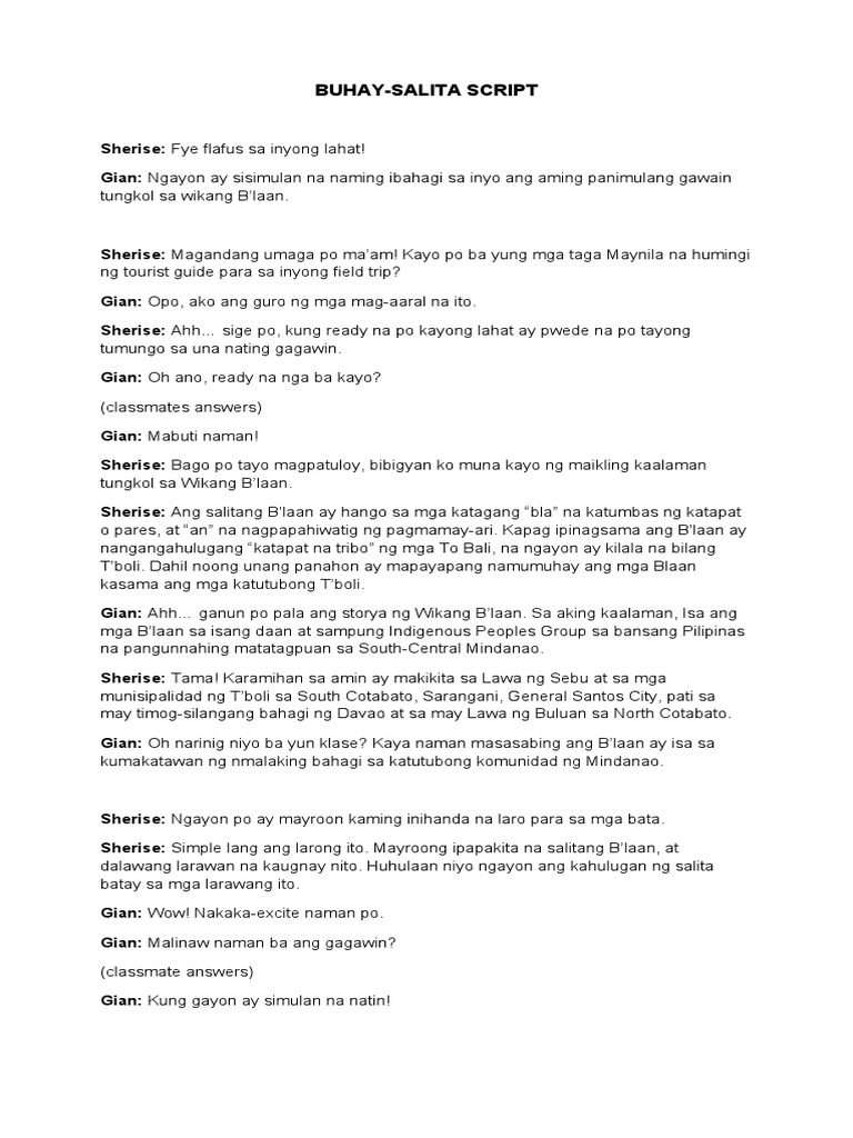 Buhay-Salita Script | PDF